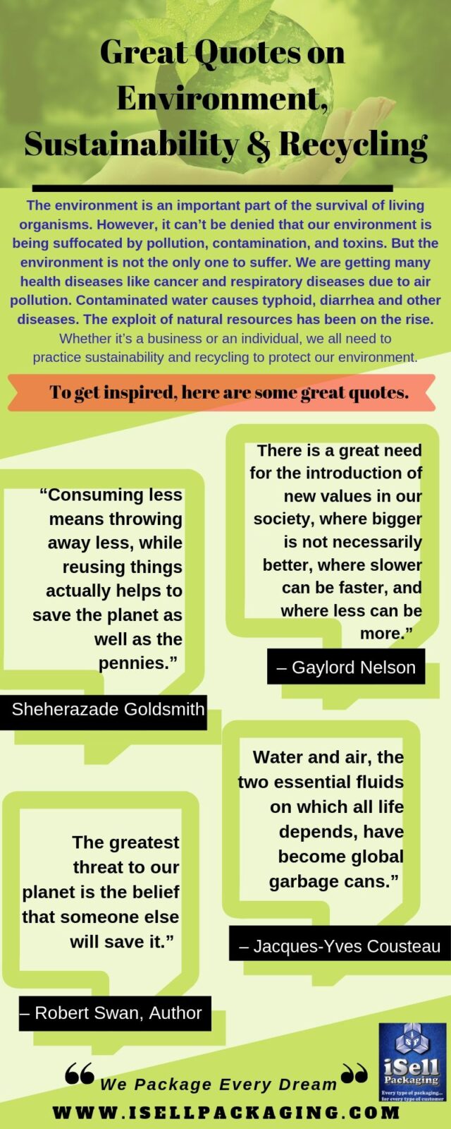 Great Quotes on Environment, Sustainability & Recycling | iSell Packaging